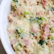 Cheesy Leftover Ham Casserole with Quinoa and Broccoli