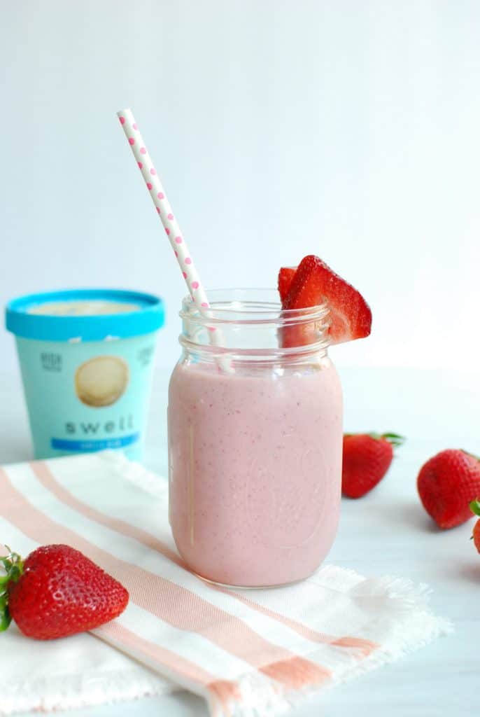 Healthy Strawberry Milkshake - Snacking in Sneakers