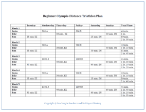 Beginner 16 Week Olympic Triathlon Training Plan - Snacking in Sneakers