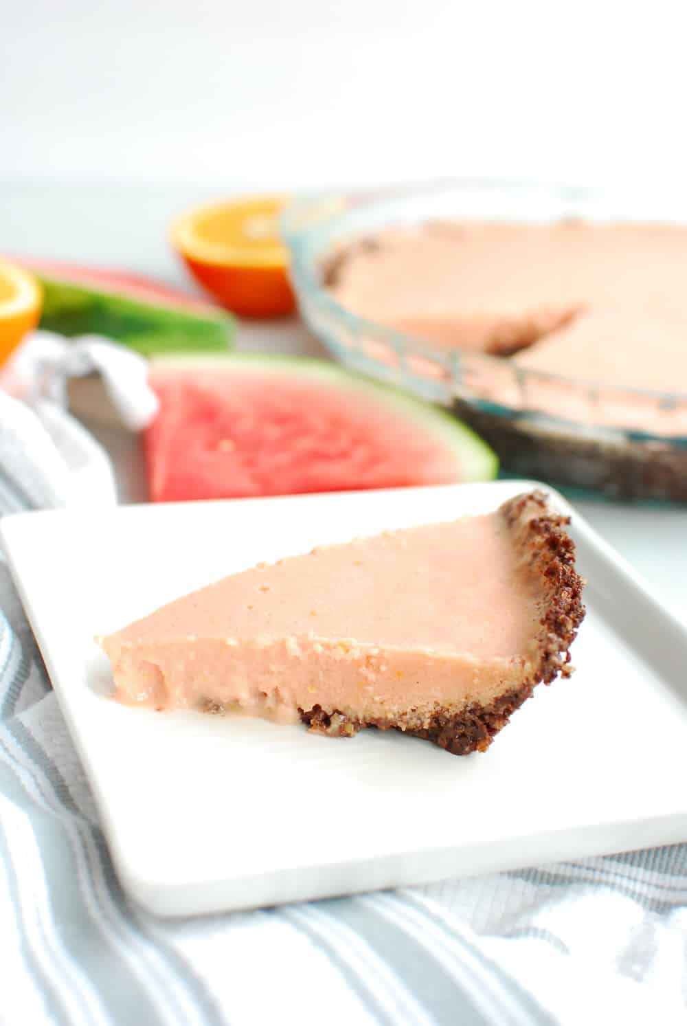 No Bake Citrus Watermelon Pie - Snacking in Sneakers