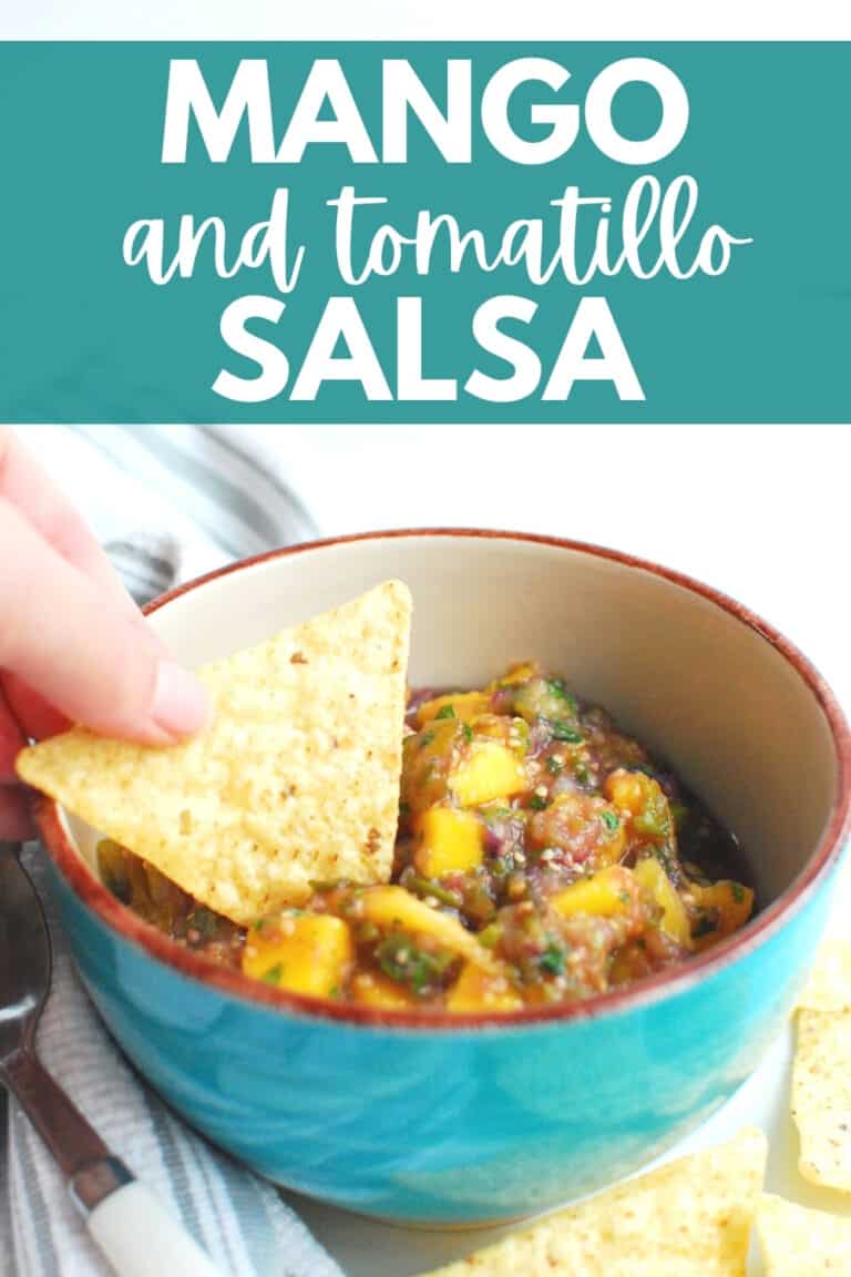 Mango Tomatillo Salsa - Snacking in Sneakers