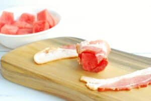 Air Fryer Bacon Wrapped Watermelon - Snacking in Sneakers