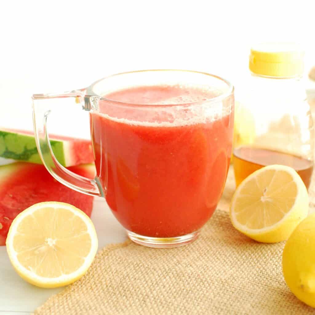 Hot Watermelon Lemonade with Honey and Cinnamon