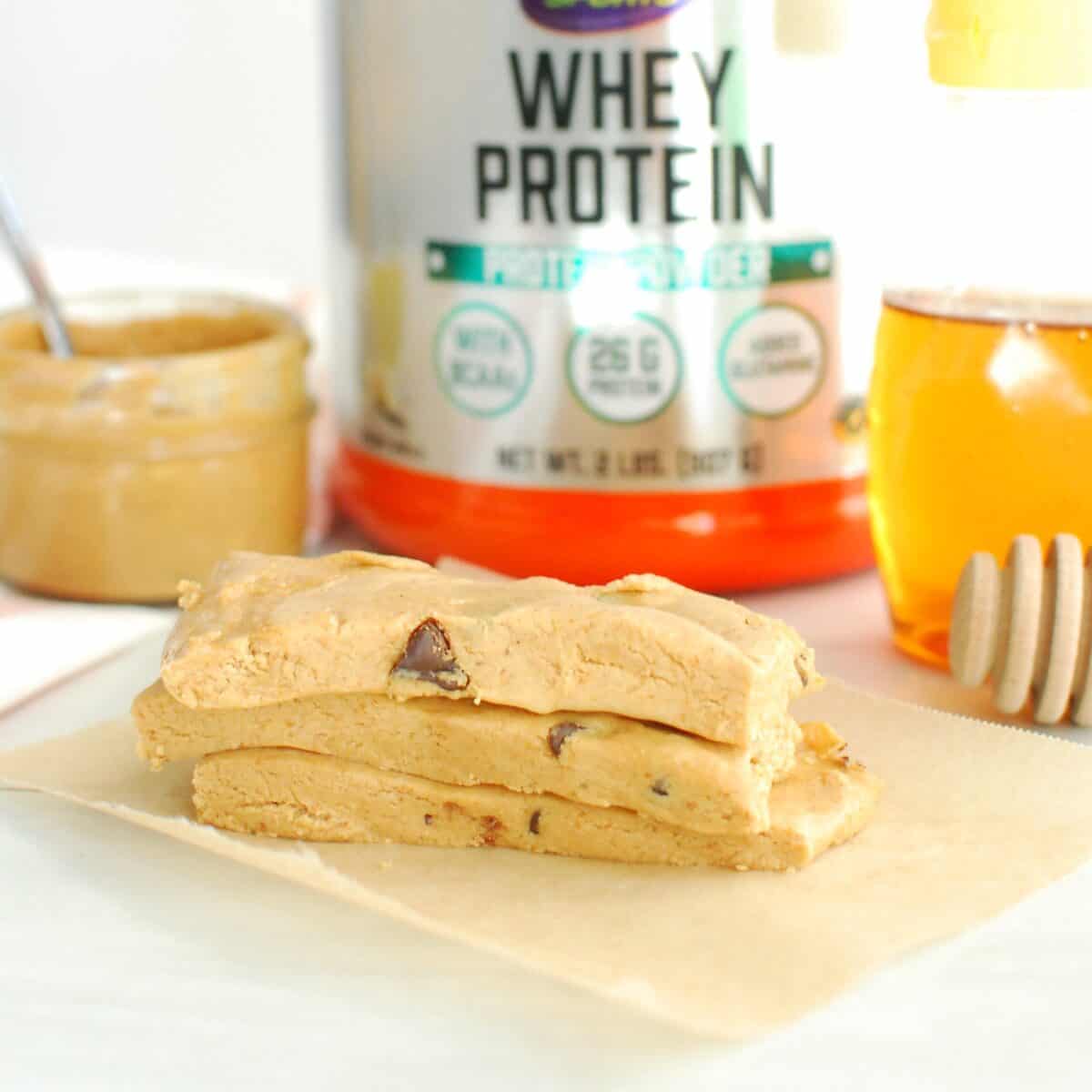 4 Ingredient Peanut Butter Protein Bars - Snacking in Sneakers