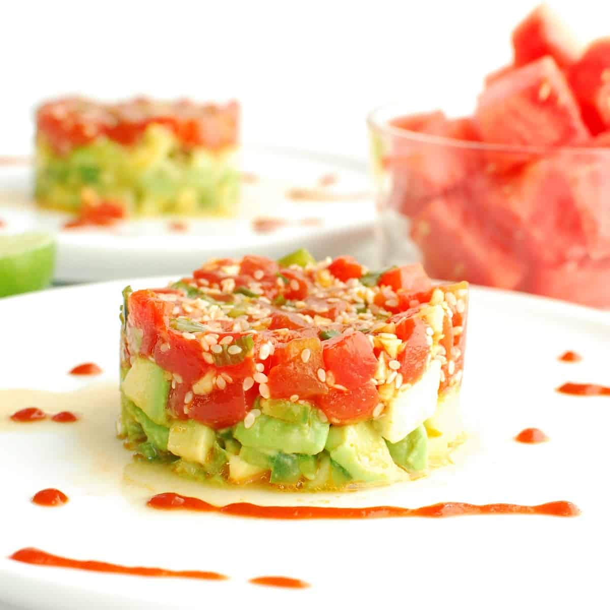 Watermelon Tartare (Vegan Friendly!) - Snacking in Sneakers