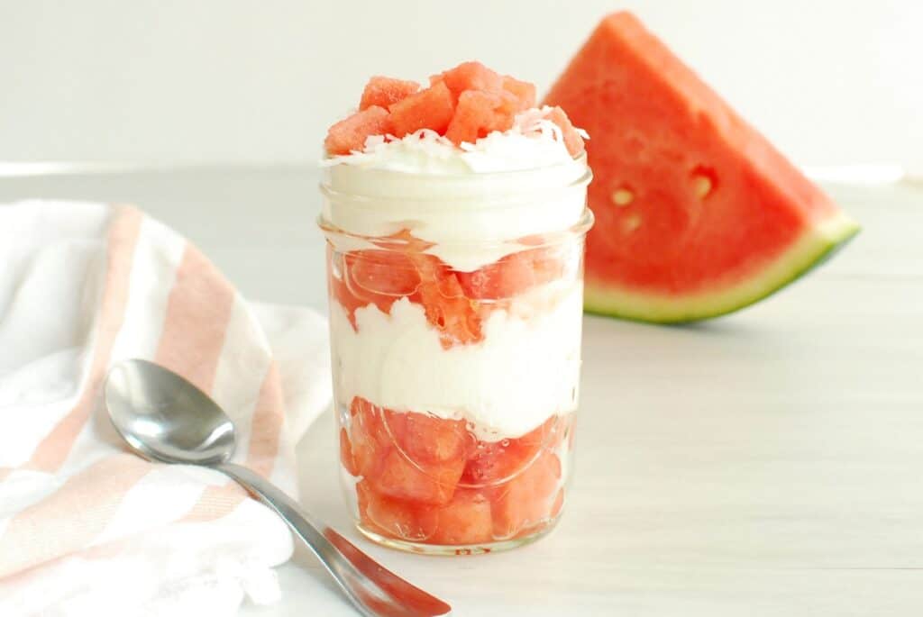 Watermelon Yogurt Parfait - Snacking in Sneakers
