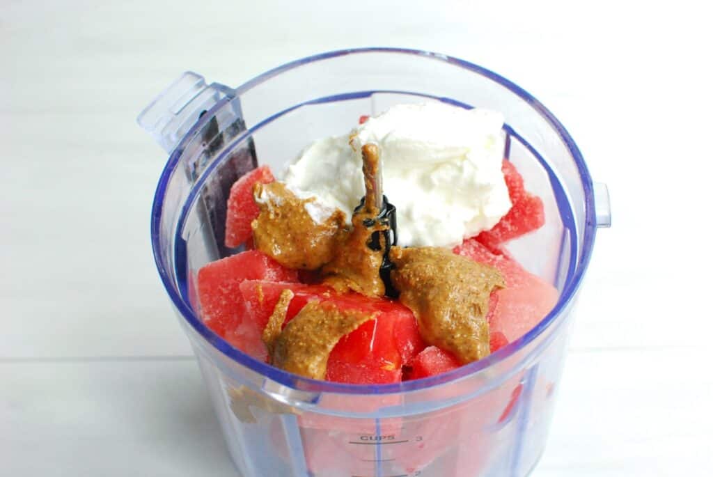 Watermelon Almond Butter Sherbet - Snacking in Sneakers