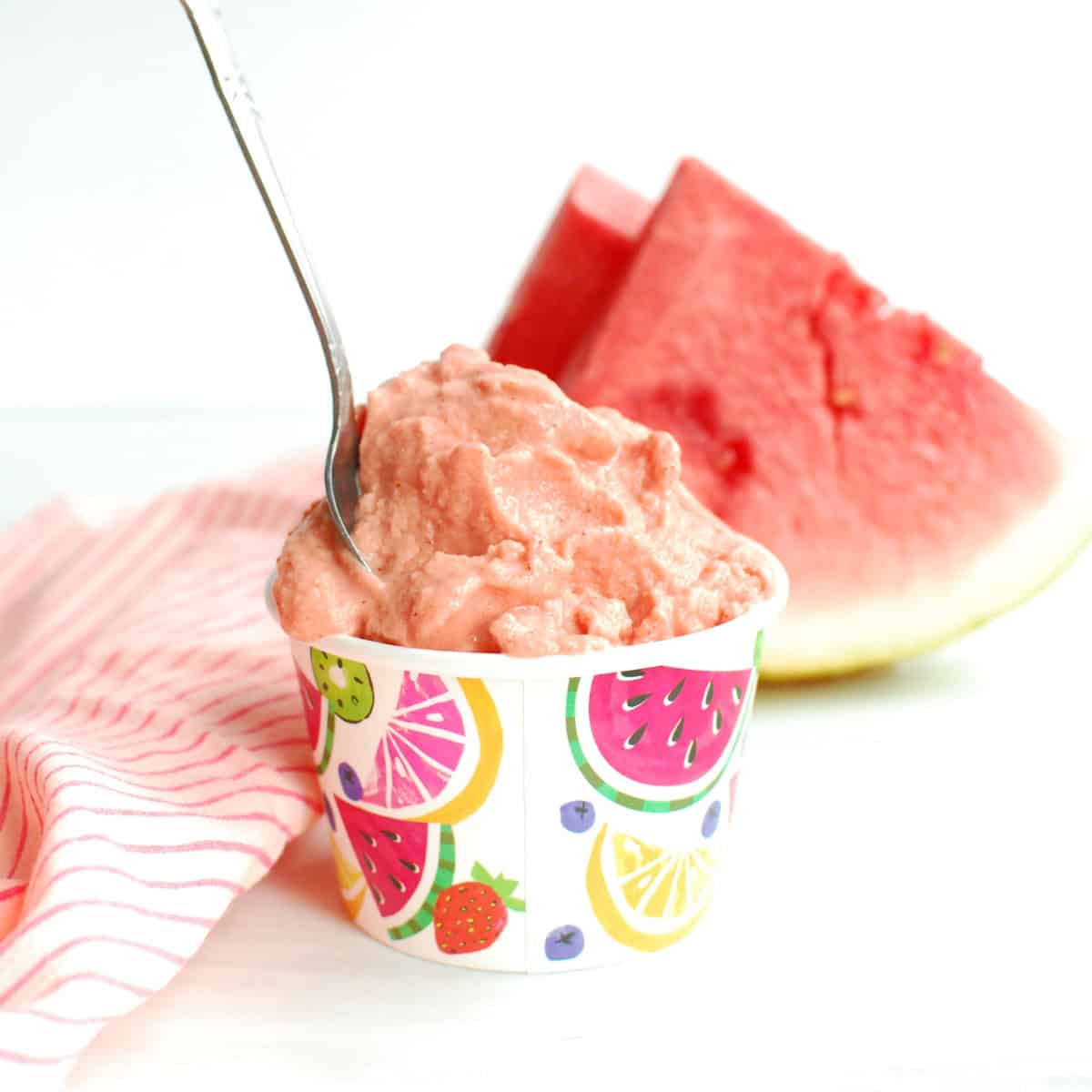 Watermelon Almond Butter Sherbet - Snacking in Sneakers