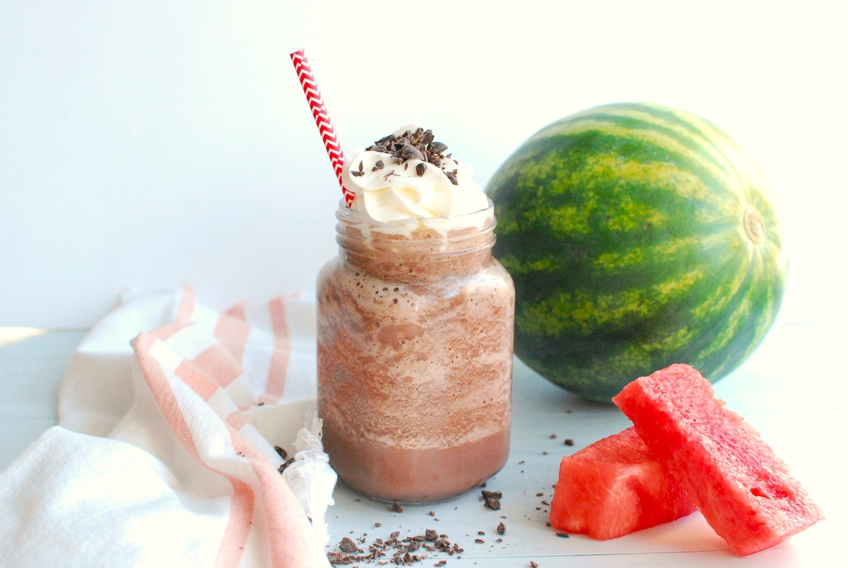 Watermelon Frozen Hot Chocolate - Snacking in Sneakers