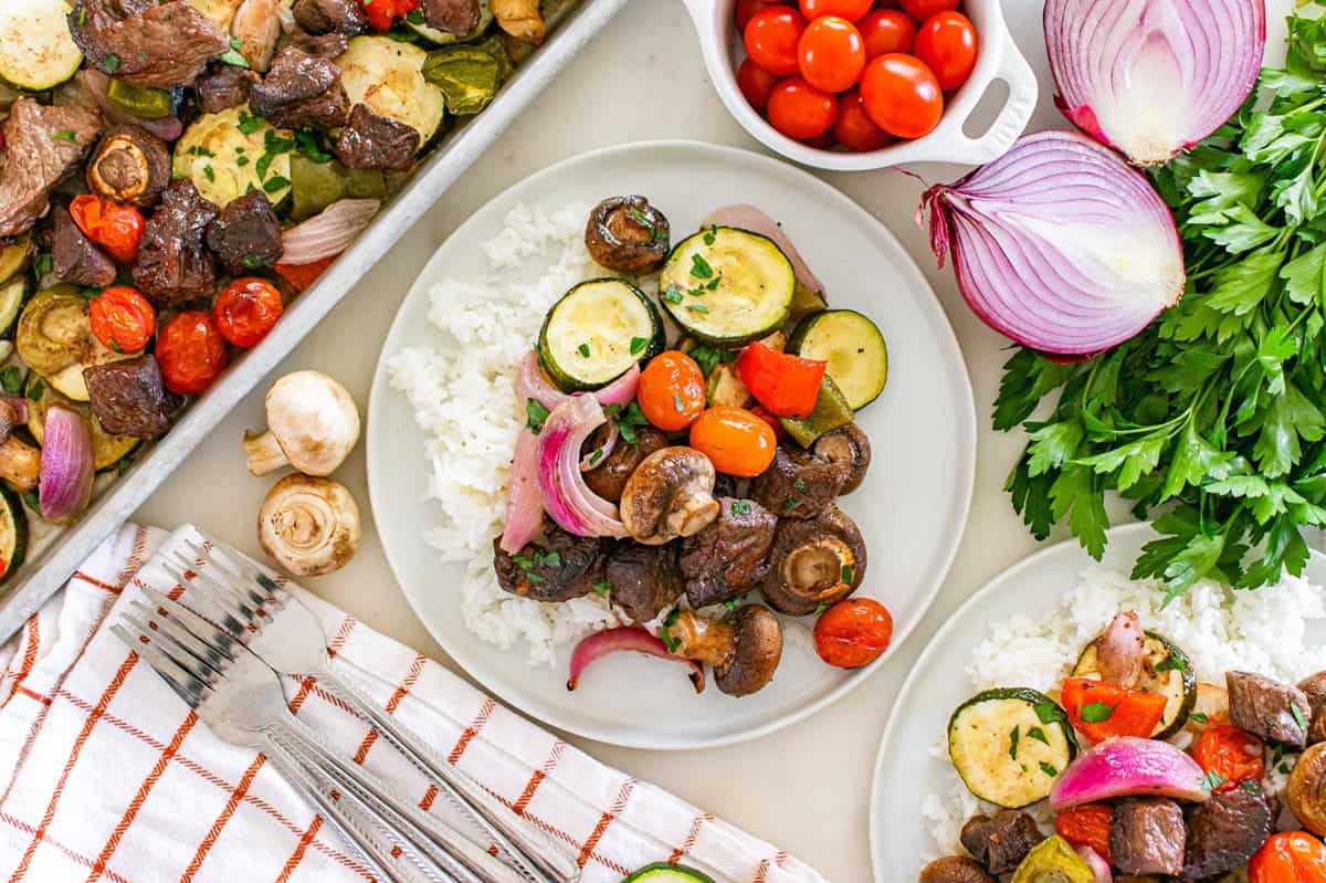 Sheet Pan Steak and Veggies - Snacking in Sneakers